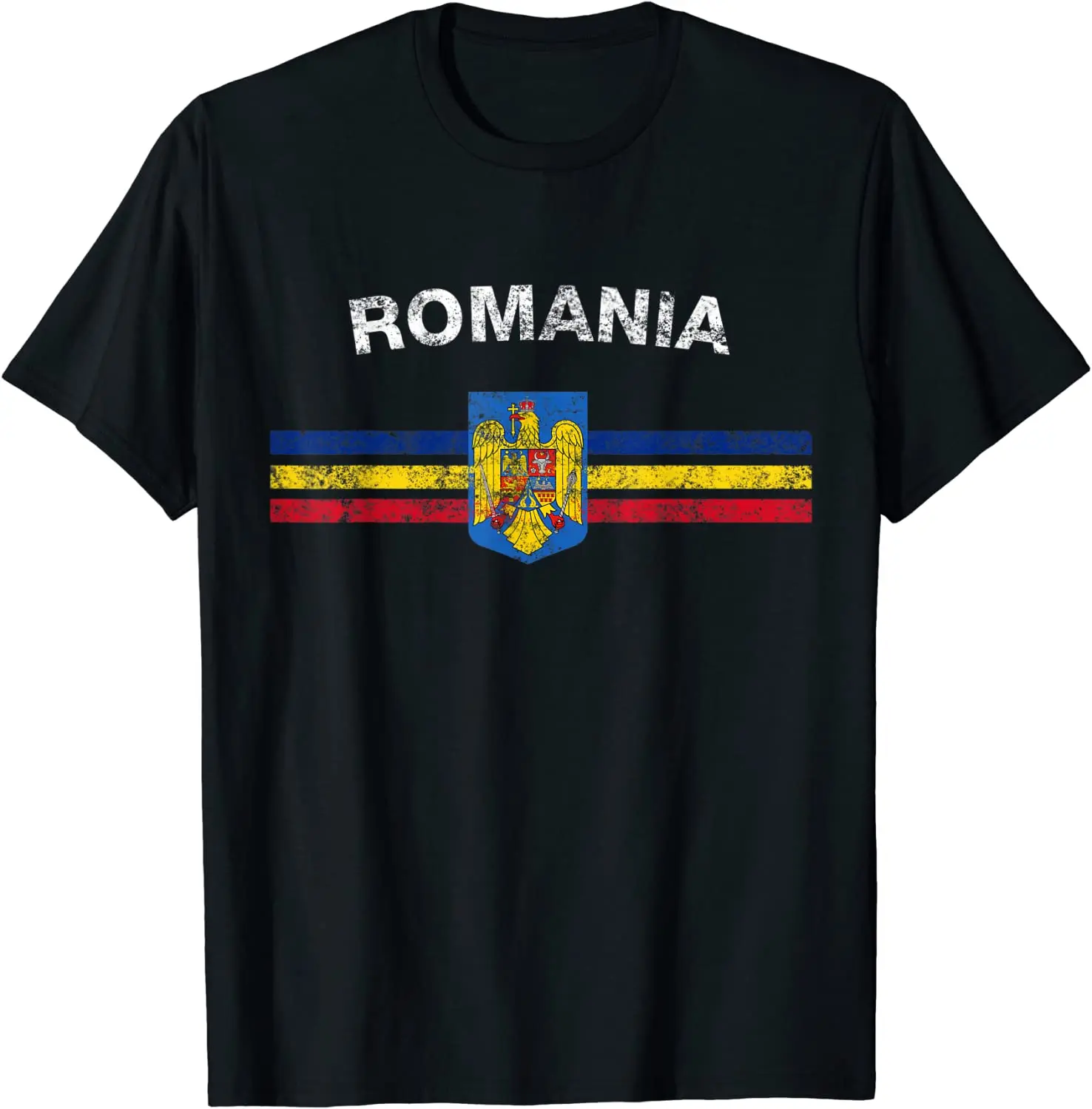 Romanian Emblem & Romania Flag Men T Shirt Short Sleeve Casual Cotton O ...