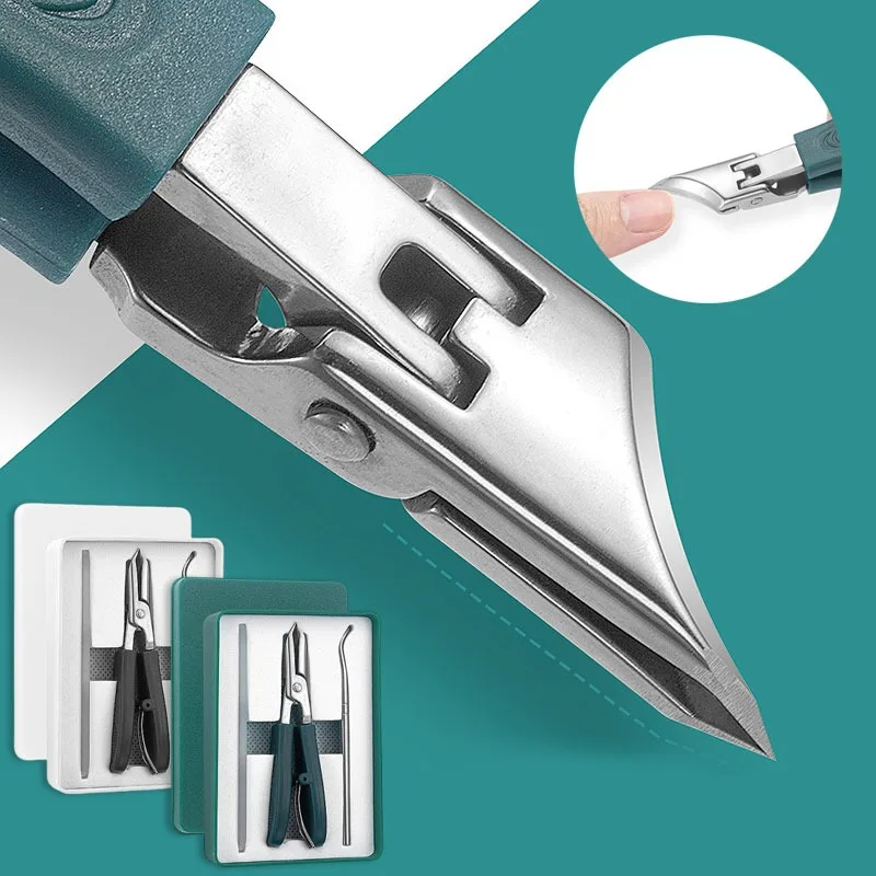 Anti-Splash Oblique Edge Nail Clippers Set Eagle Beak Toe Nail Trimmers ...