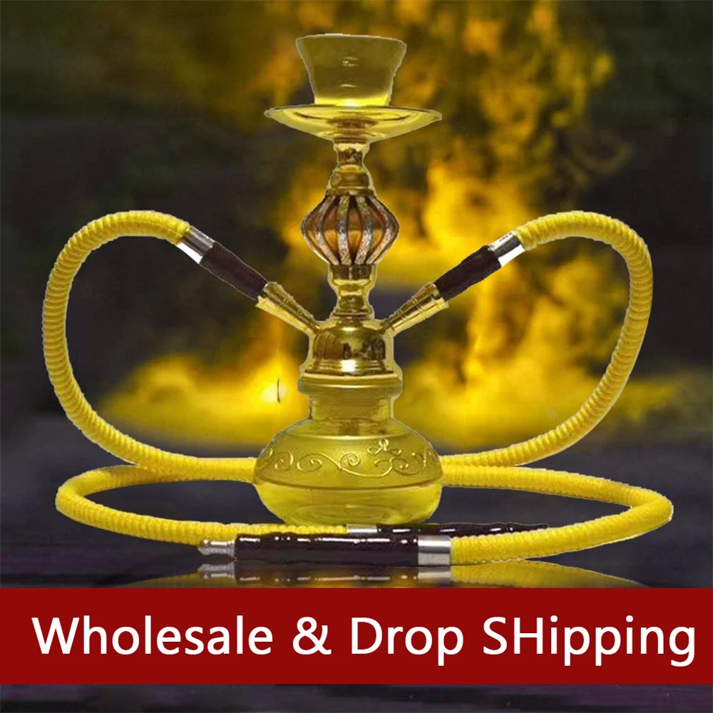 Narguilé convencional com 2 mangueiras de vidro Base Frasco Shisha ...