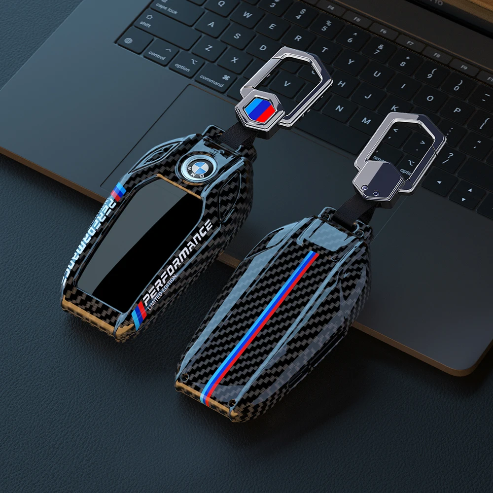 ABS-Carbon-Fiber-Style-Car-Display-LED-Key-Case-Cover-Shell-For-BMW-3-5 ...