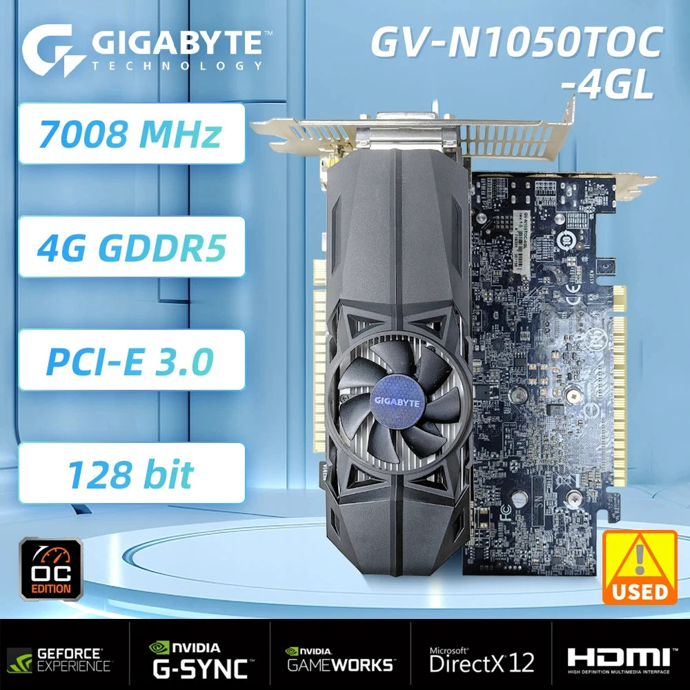 GTX-1050-Ti-4G-Used-For-GTX1050-Video-Card-GIGABYTE-GeForce-GV-N105TOC ...