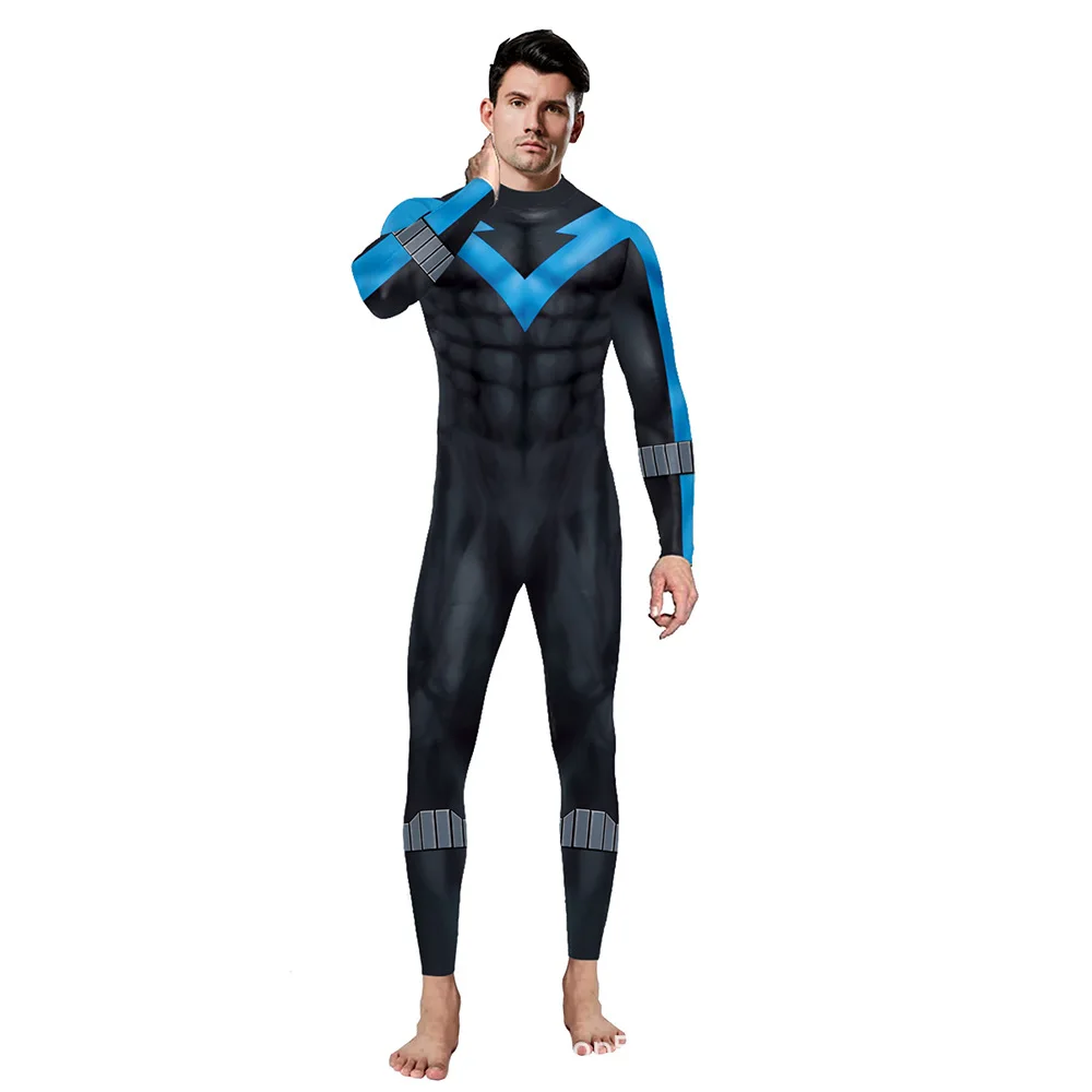 Superhero Nightwing Men Cosplay Zentai Bodysuit Dick Grayson Jumpsuit ...