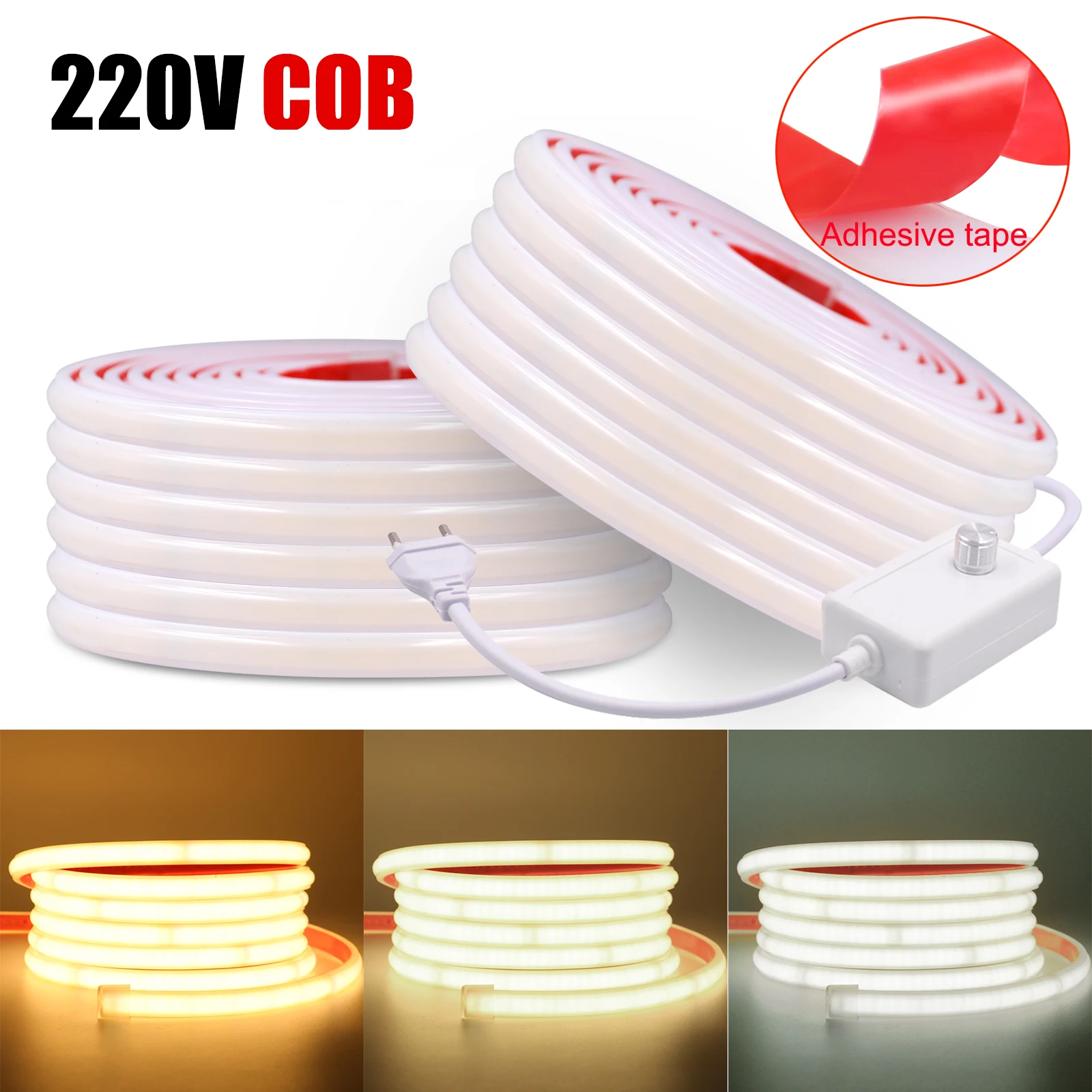 Dimmable-COB-LED-Strip-Light-with-IC-Rectifier-10CM-Cuttable-220V ...