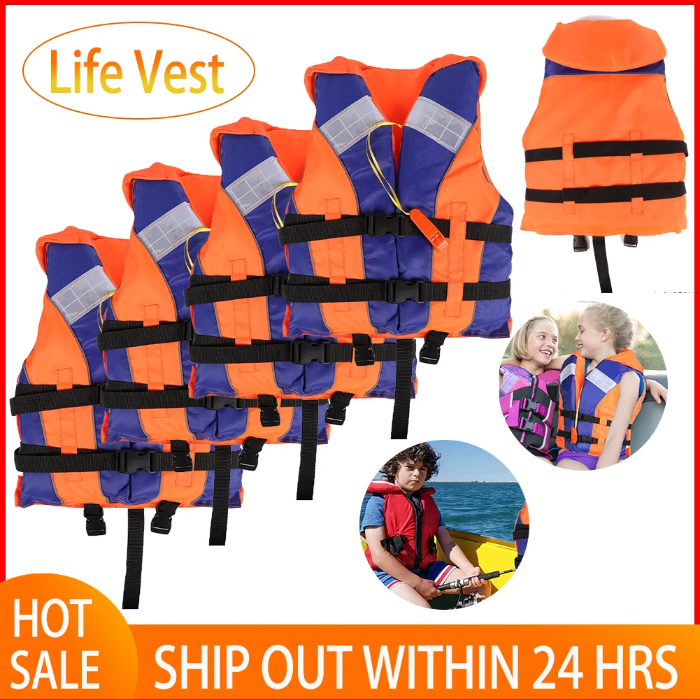 Children's Life Jacket Adjustable Size Life Jacket with Whistle Fishing ...