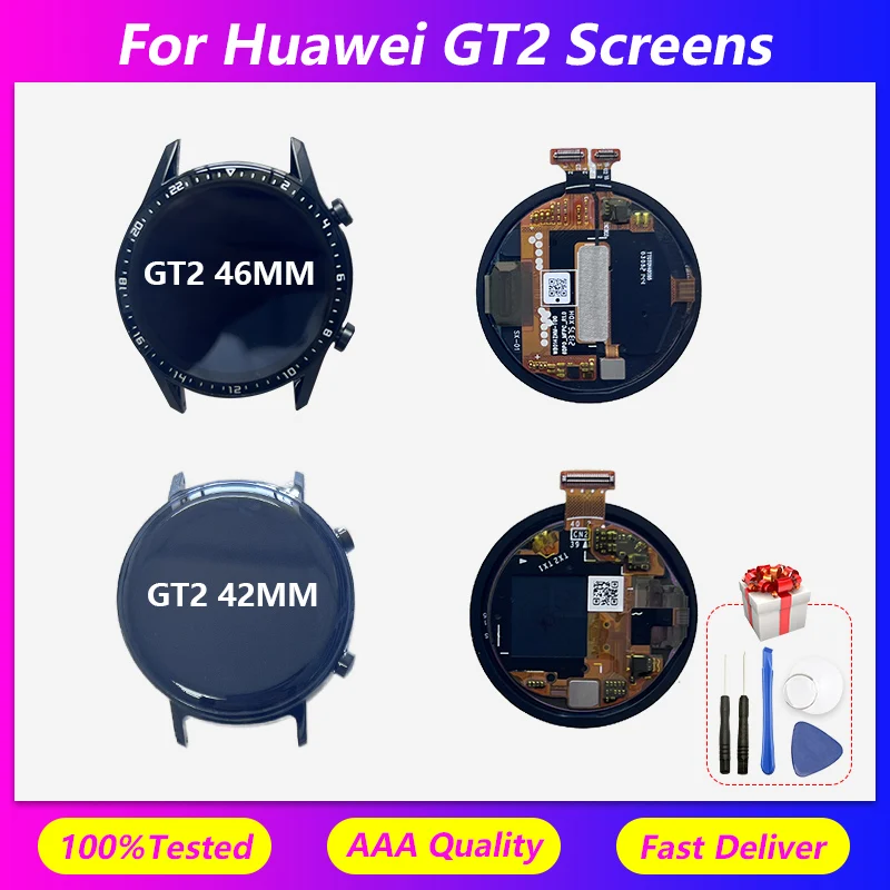 For-Huawei-GT2-screen-assembly-with-frame-GT2-42-46MM-watch-screen-LTN ...