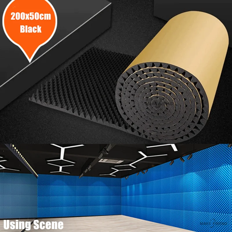 1pc 50x200cm Acoustic Foam Self-adhesive Egg Sound Insulation Panels ...