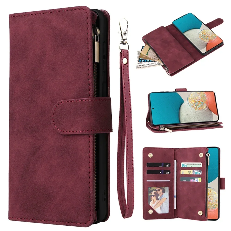 Dual-Layer Zipper Wallet Phone Case with Card Slots for Galaxy A53 5G ...