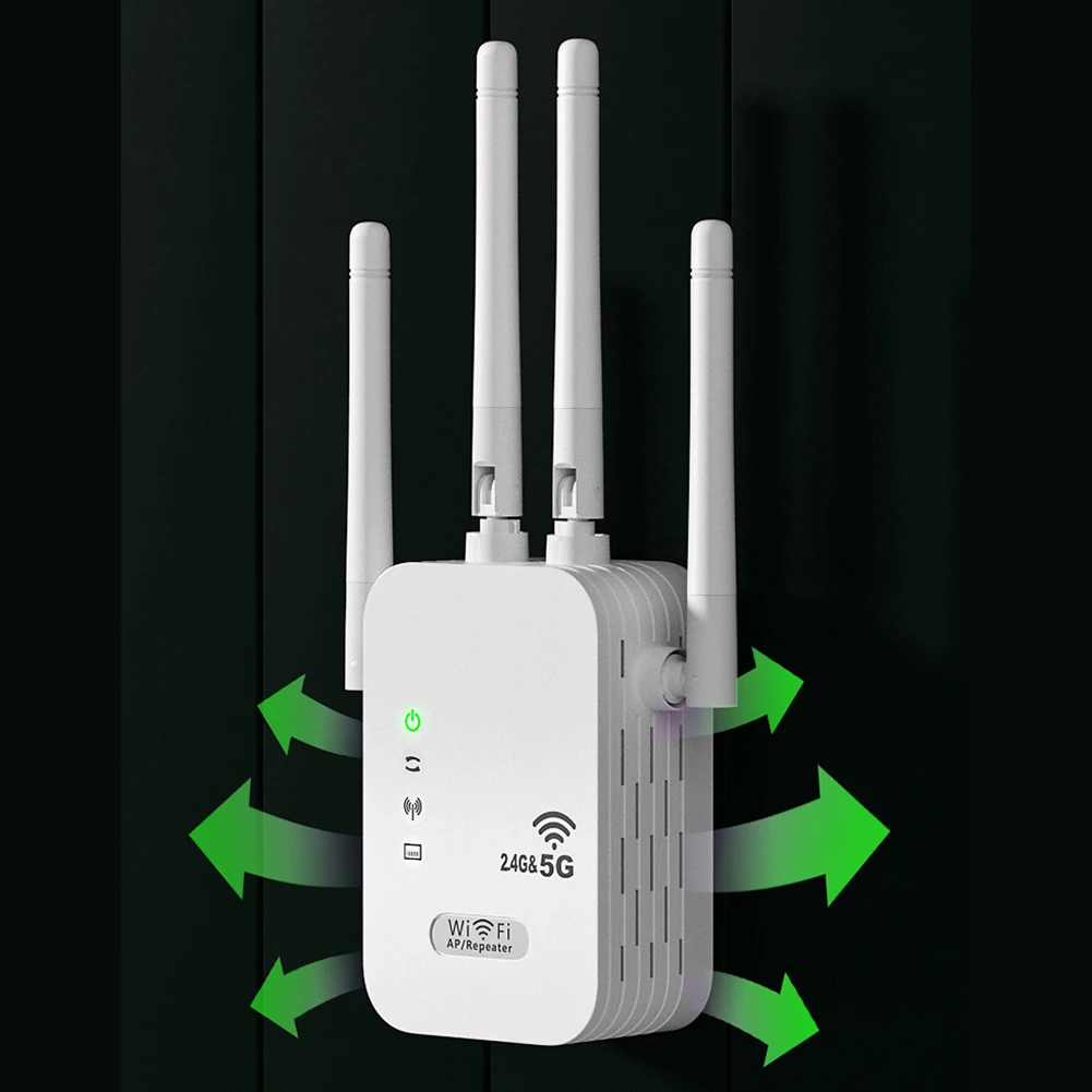 1200Mbps Wireless WiFi Repeater with WAN/LAN Port Dual-Band 2.4GHz/5GHz ...