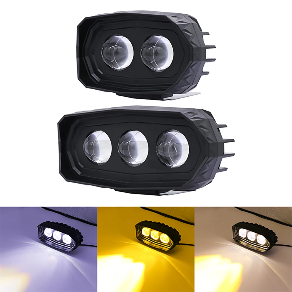 Motorcycle-Work-Lights-LED-Dual-Color-Auxillary-Spotlights-High-Low ...