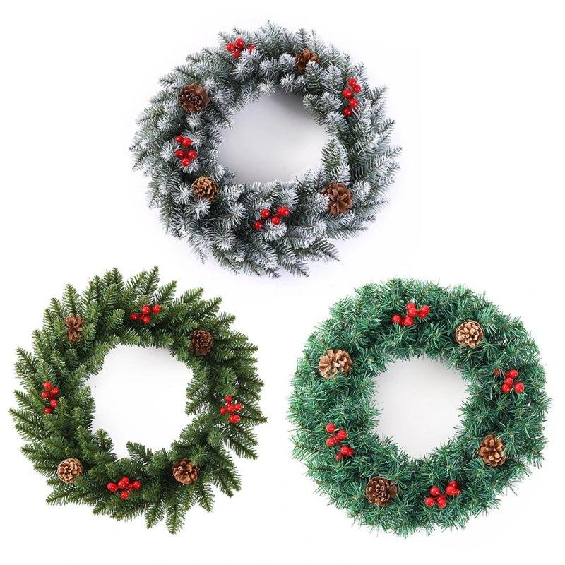 Kerstkrans-Voor-Voordeur-30-40-50-60Cm-Kerst-Decoratieve-Krans-Met-Rode ...