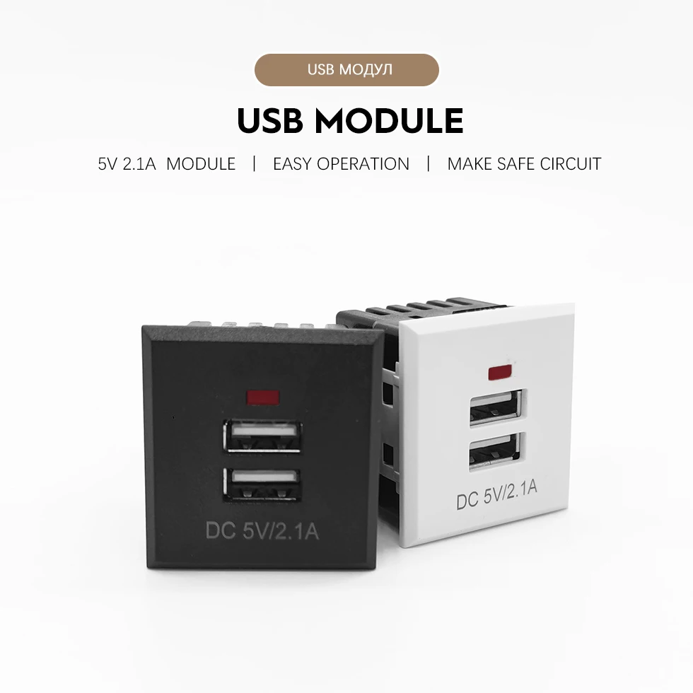 5V 2.1A Dual USB AC Power Socket Embedded Dual USB Desktop Receptacle ...