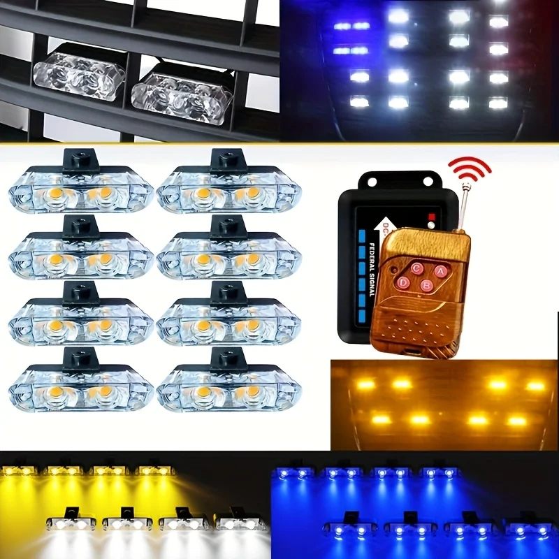 8 in 1 LED Emergency Strobe Lights For Truck Vehicle Warning Flashing ...