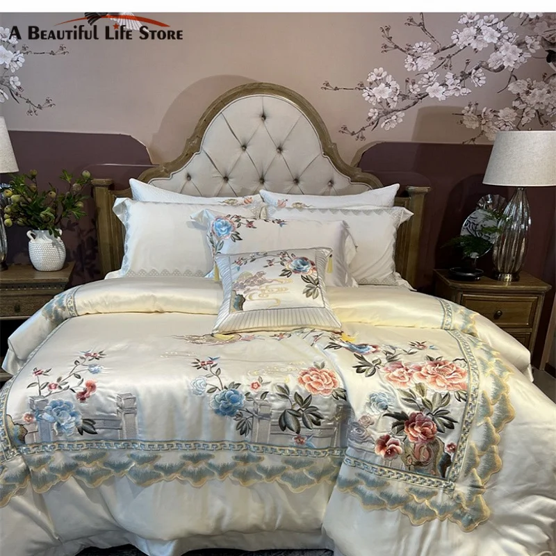 High-Precision-Brocade-And-Egyptian-Cotton-Peony-Flowers-Embroidered ...