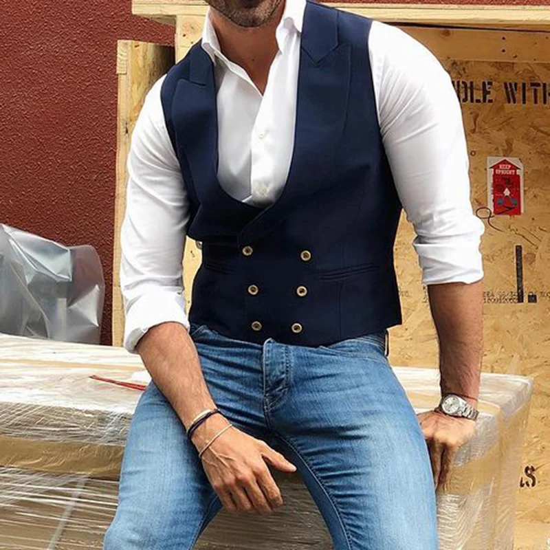 Gilets de marié de mariage à double boutonnage pour hommes, gilet ...