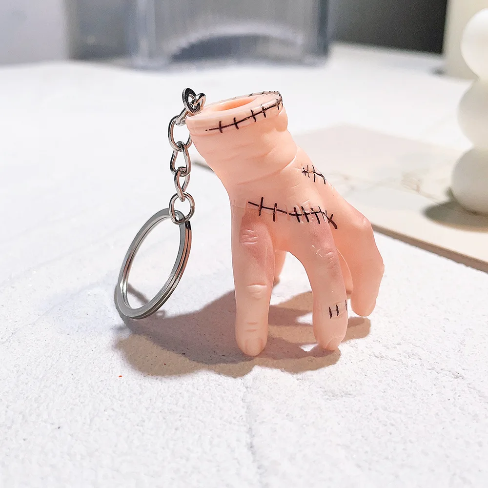 New-Wednesday-Addams-Keychain-Pendant-Thing-Hand-Addams-Family-Keyring ...