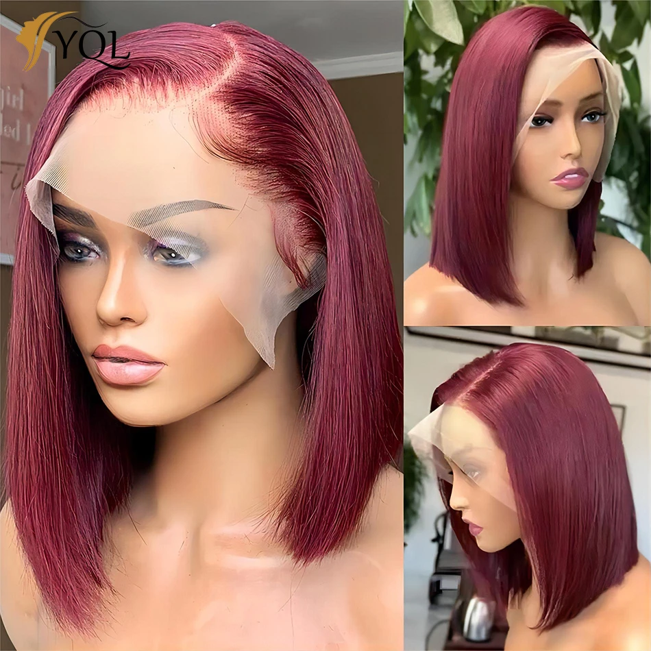 99J-Burgundy-Short-Straight-Bob-Wig-99j-Lace-Front-Human-Hair-Wigs-For ...