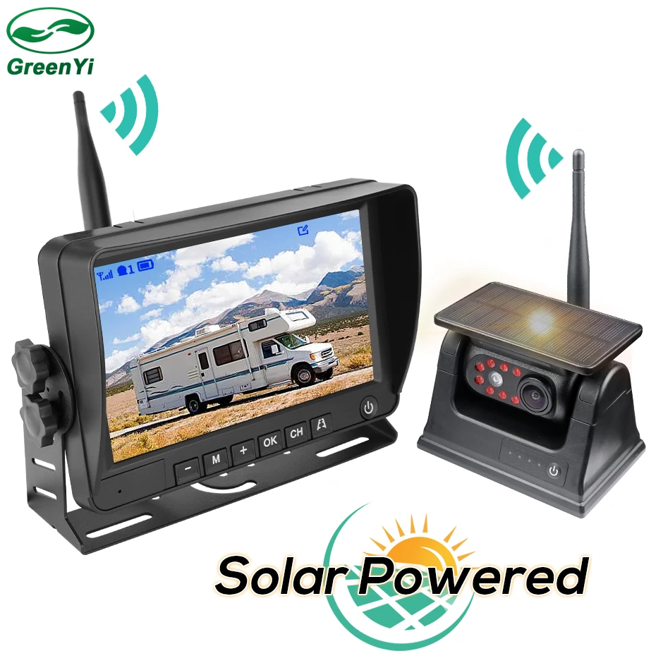 Solar Energy Wireless Reverse Backup Camera with AHD 7" Rear View DVR ...