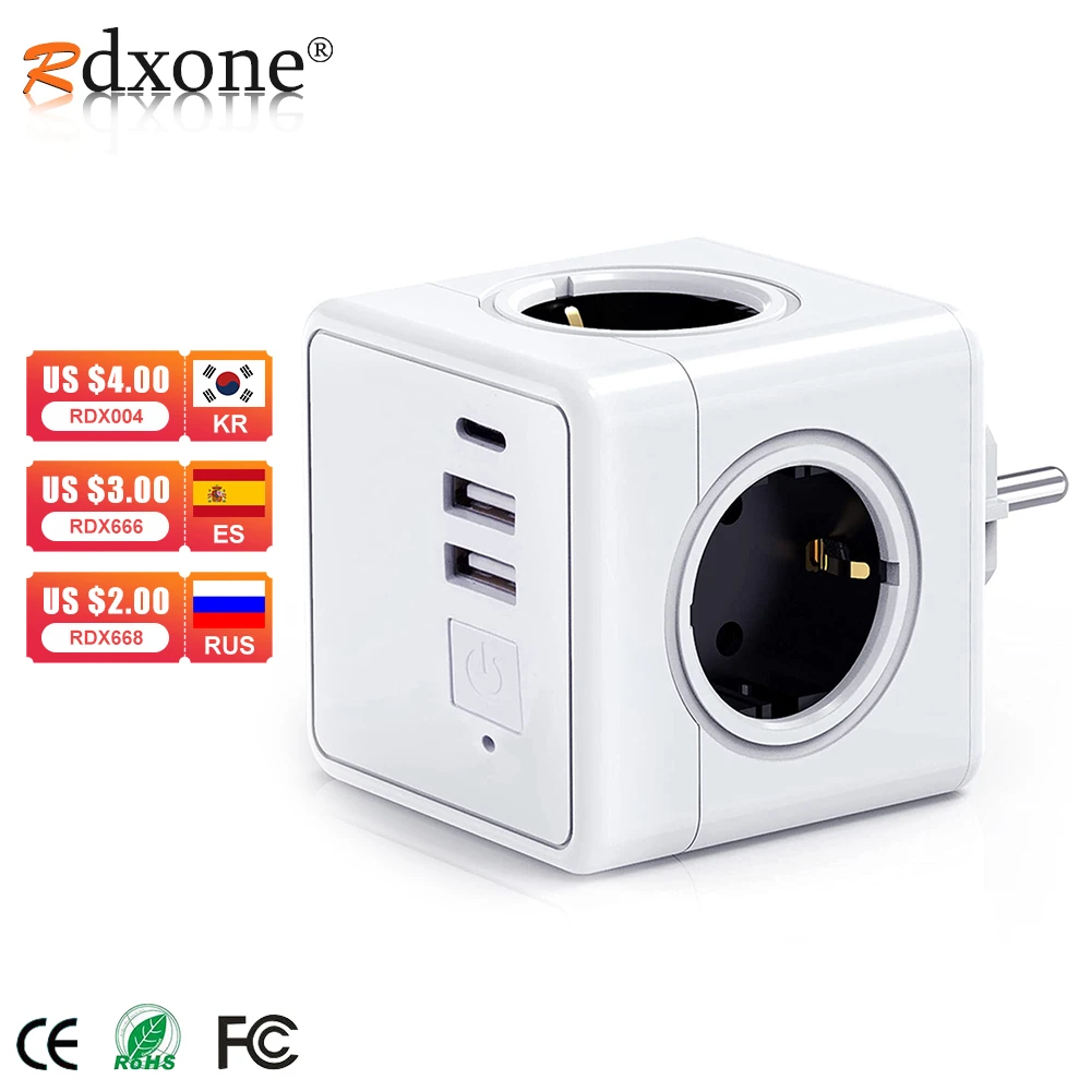 Usb Power Strip With Switch Type C Socket Power Cube Strips Plug Smart ...