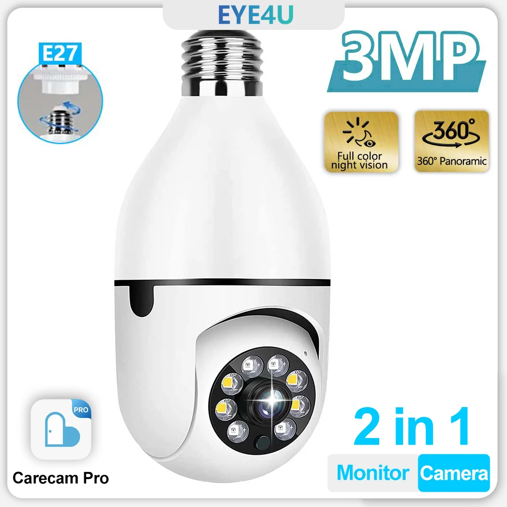 Wifi-E27-Bulb-Surveillance-Camera-Wireless-3MP-360-Full-Color-Night ...