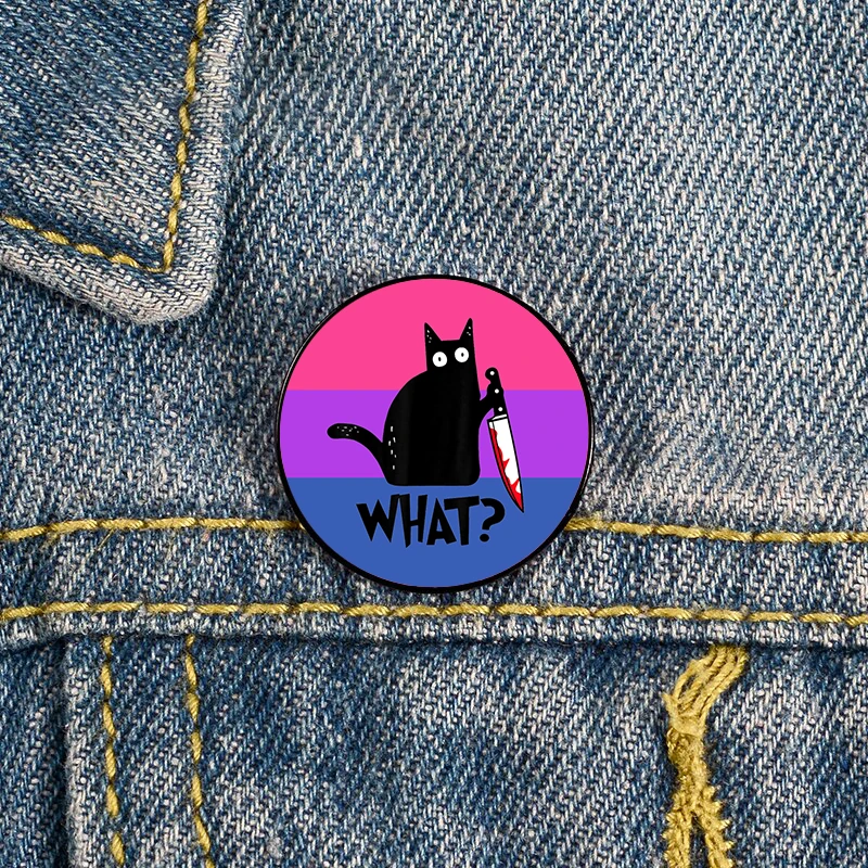 Bisexual Pride Halloween Cat Knife Pin Custom Funny Vintage Brooches ...