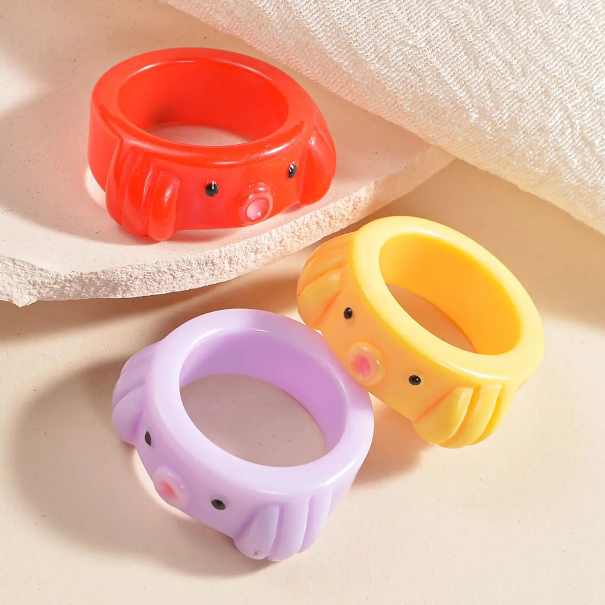 New-Fashion-Ring-Candy-Color-Cute-Dog-Acrylic-Rings-Resin-Acetate-Rings ...