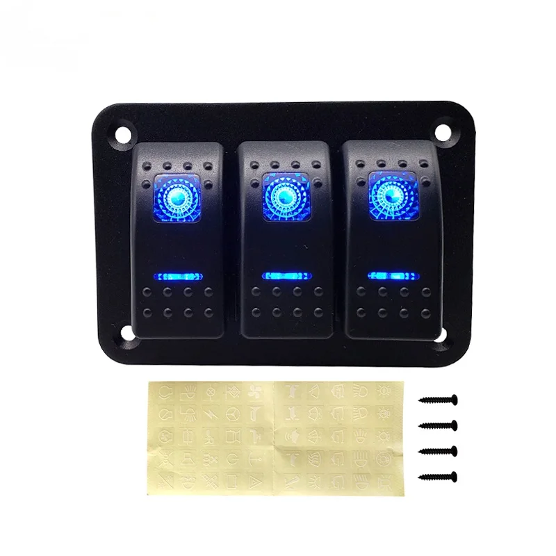 3-Gang-Car-Rocker-Switch-Panel-Car-Boat-Light-Toggle-Circuit-Breaker ...