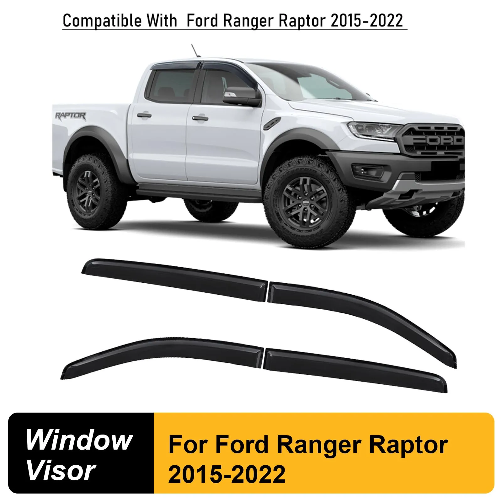 Matte-Black-Wind-Deflector-Window-Visor-Weathershield-For-Ford-Ranger ...