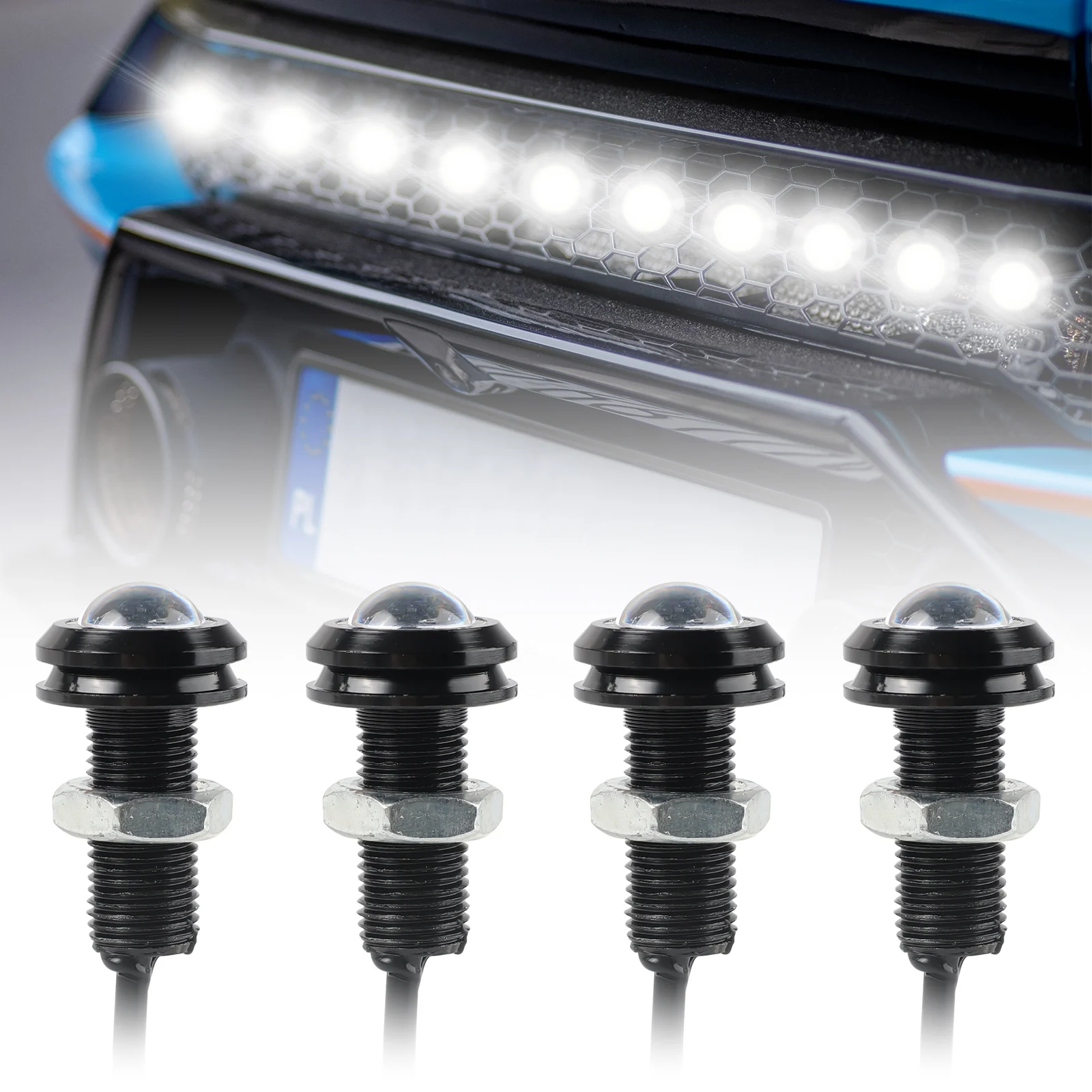 4Pcs LED Eagle Eye Lights High Power Parking Buckup DRL Car Daytime ...