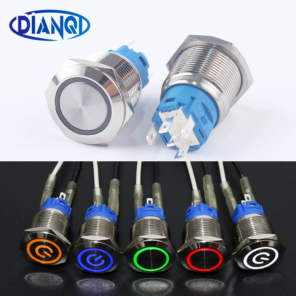 Interruptor de Botão de Chifre, Momentâneo, Cromado, Impermeável, LED, PC, Carro, Smart Home ...