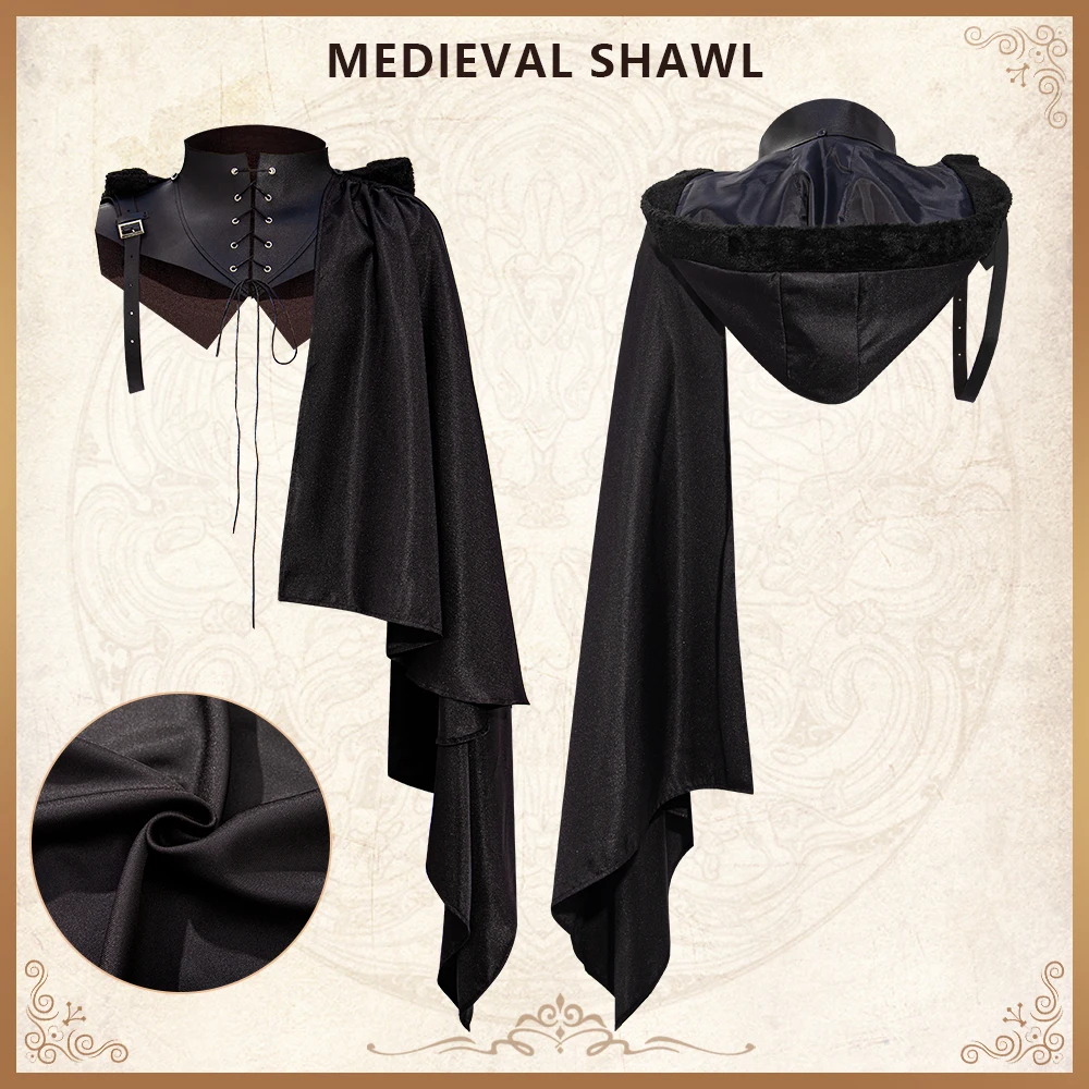 Medieval-Armor-Black-Cloak-Single-Shoulder-Retro-Cape-Gothic-Punk-Lace ...