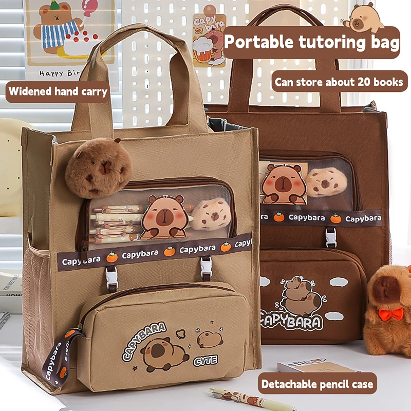 Kawaii-Capybara-Tutoring-Bag-Primary-School-Student-Canvas-Storage-File ...