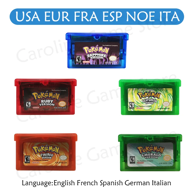 GBA Series 32 Bit Video Game Cartridge Console Memory Card Emerald Fire ...