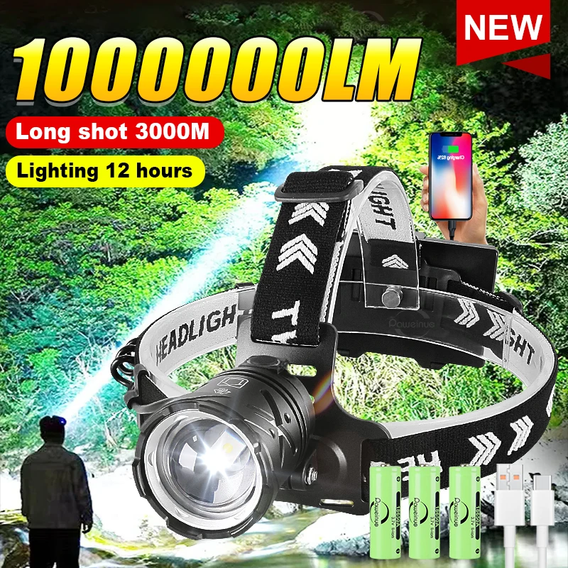1000000LM-Most-Powerful-Headlamp-18650-Rechargeable-High-Power-LED-Head ...