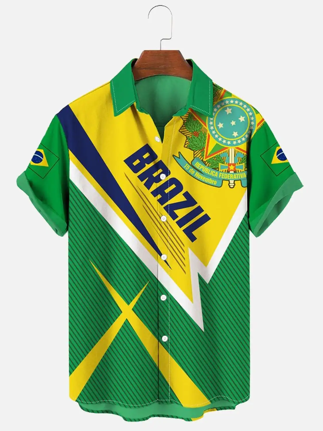 Molilulu Men's Fashion Vintage Clothing Brazil Print Casual Breathable ...