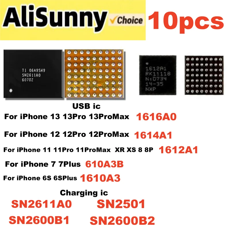 10pcs U2 USB Charging ic for iPhone 13 Pro Max 12 11 XS 8P 1612A1 ...