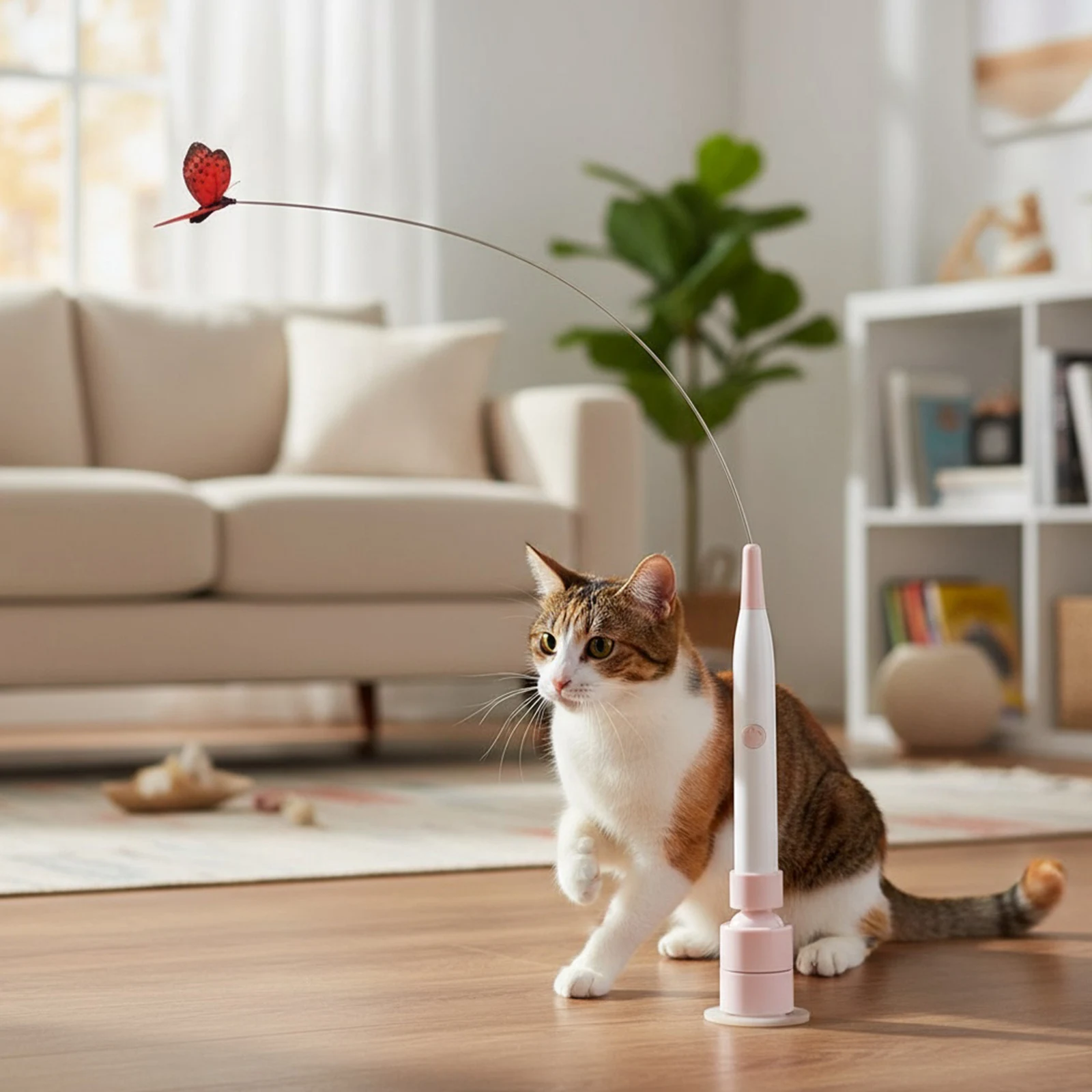 Flutter Rotating Kitten Toys with Suction Cup Spinning Butterfly Cat ...