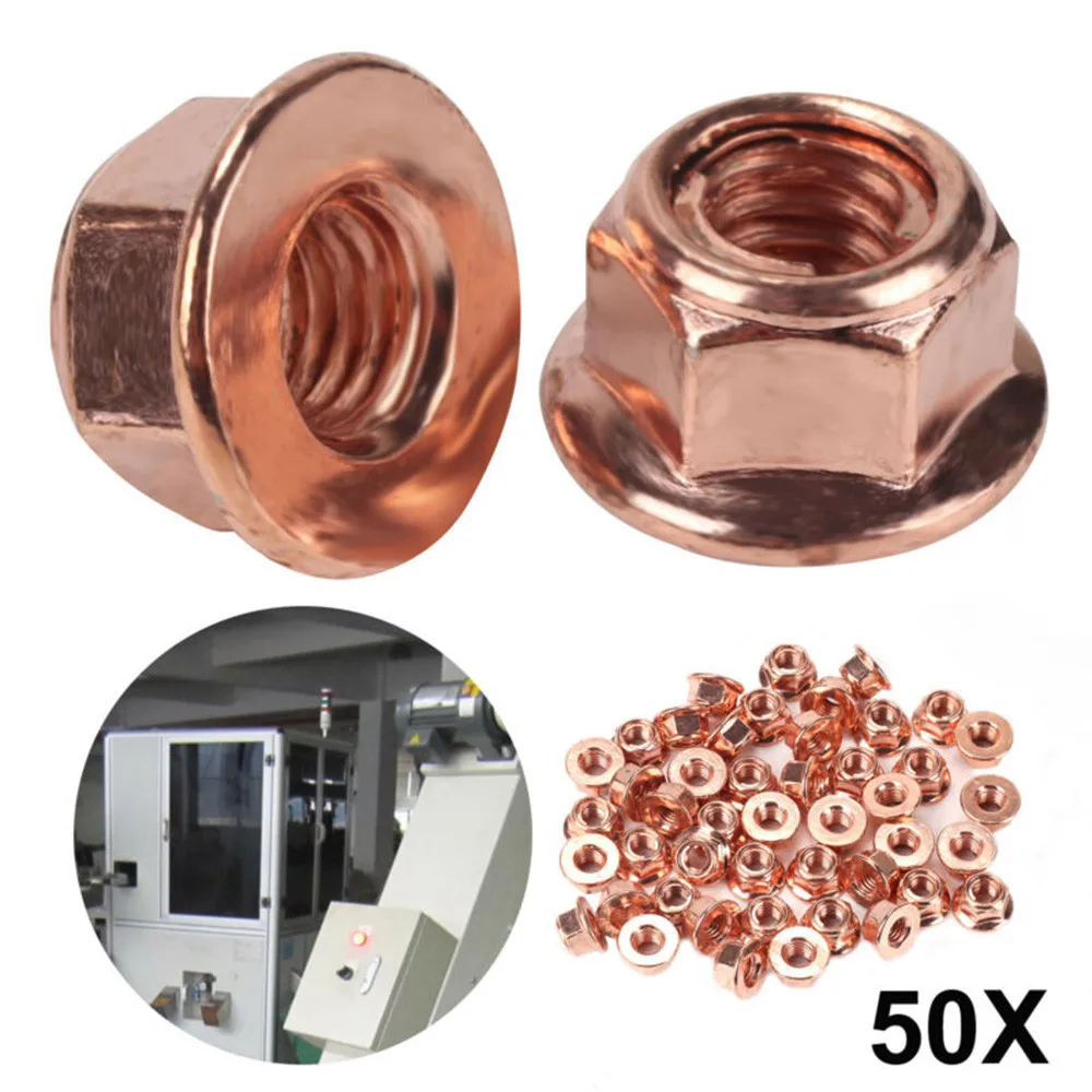 50pcs-Copper-Exhaust-Nuts-M8-SW13-Copper-plated-Head-Stud-Lock-Nuts ...