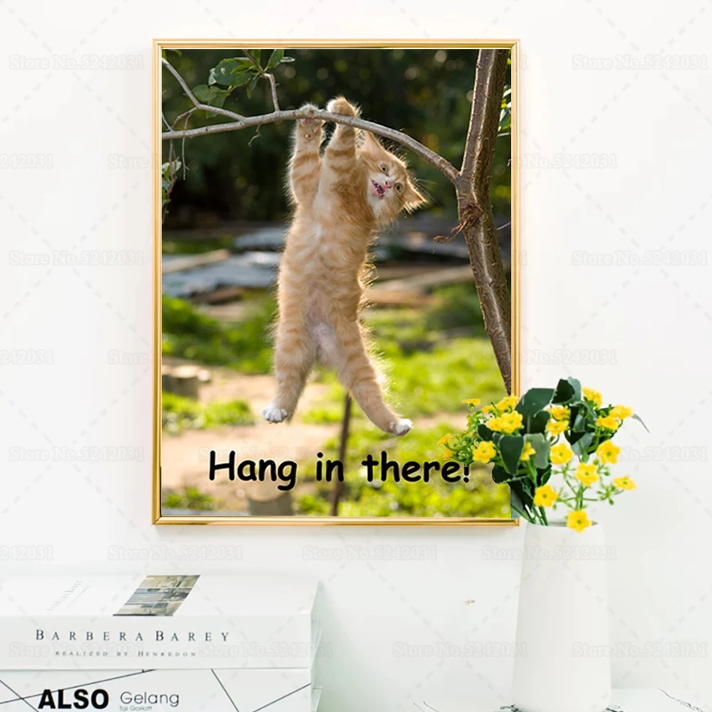 Hang In There Baby Cat Poster