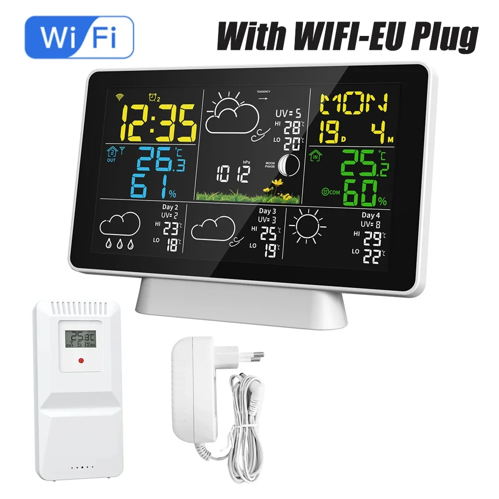 Tuya WiFi Smart Weather Station Temperature and Humidity Meter Time ...