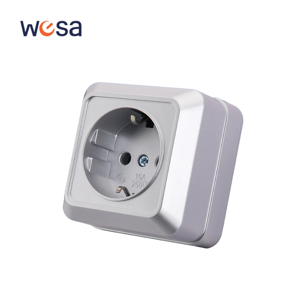 WESA-Silvery-Wall-Surface-Socket-Plug-Exterior-Electrical-Outlets-With-Ground-Outdoor-Power ...