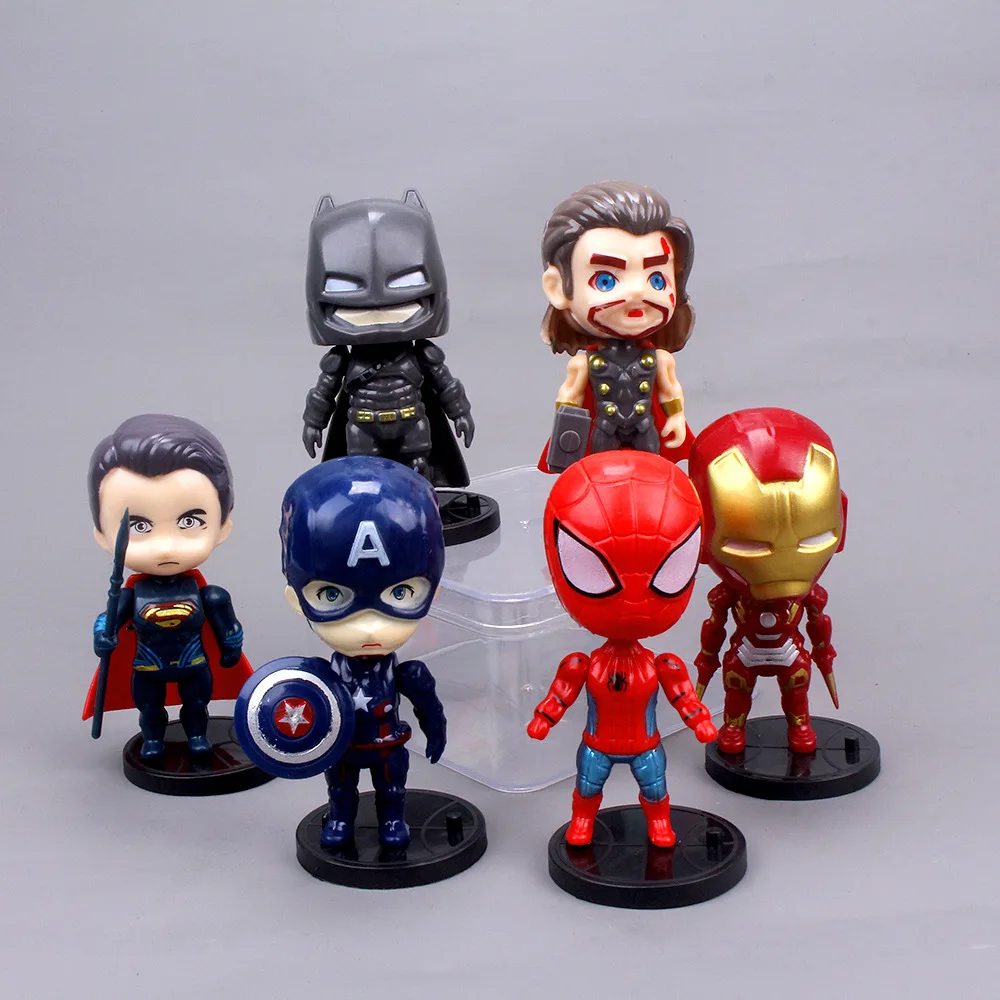 6pcs-set-Anime-Marvel-Avengers-Black-Panther-Thanos-Ironman-Spiderman ...