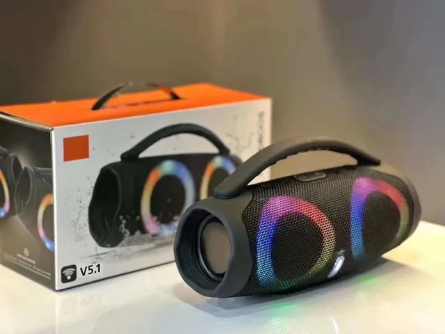 Alto-falante Bluetooth de alta potência, portátil, RGB, luz colorida, impermeável, subwoofer sem ...