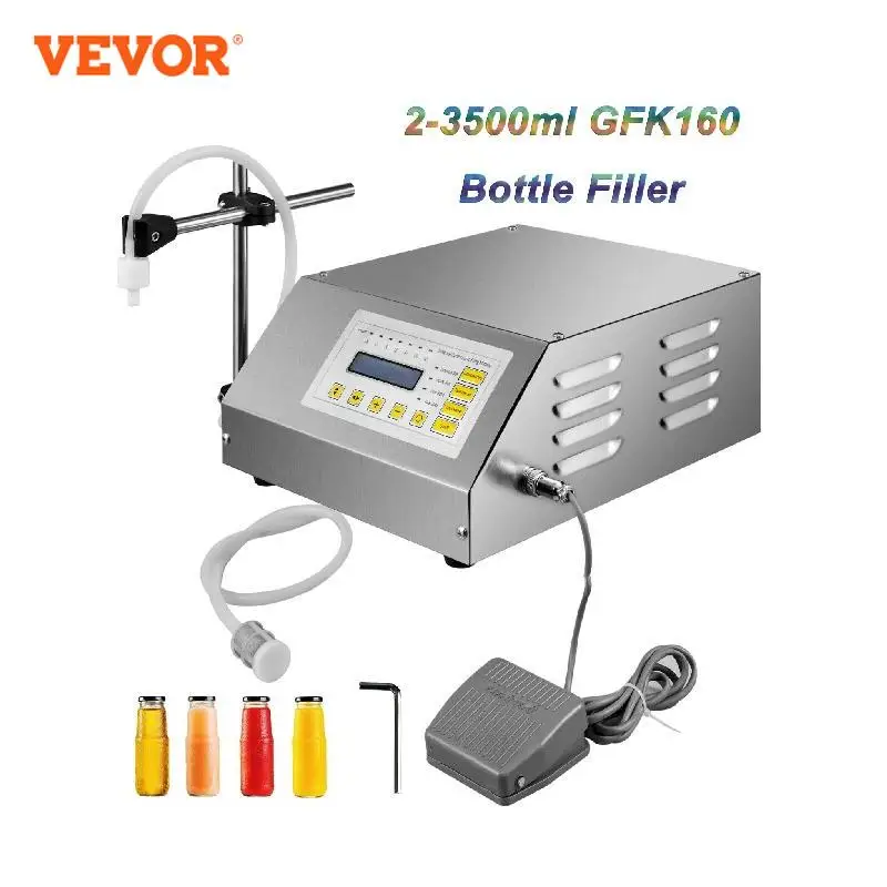 VEVOR 5-3500 ml Pneumatic Liquid Filling Machine GFK 160 Digital Control Water Drink Perfume ...