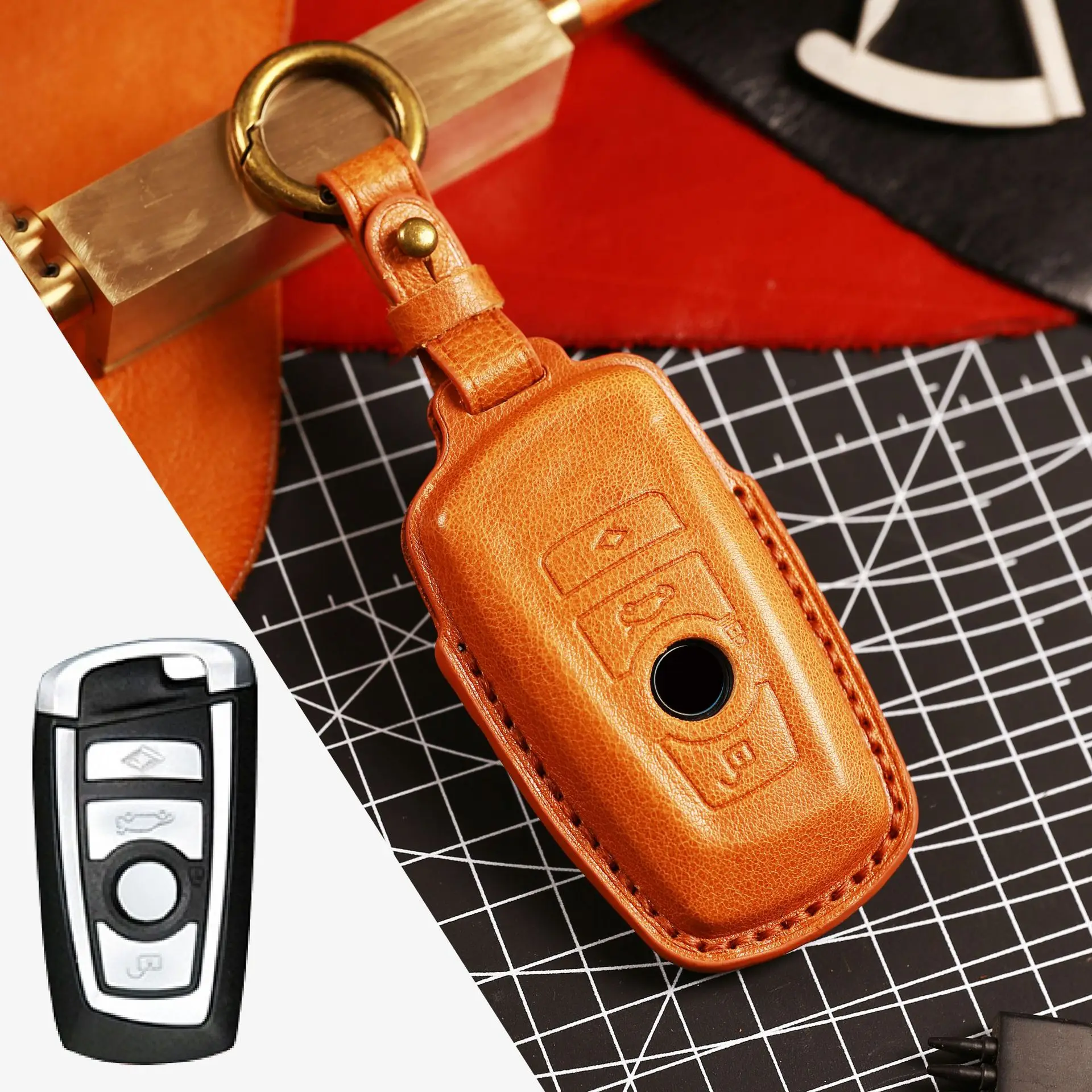 Leather Car Key Case Cover Shell Protector For Bmw F20 G20 G30 X1 X3 X4 ...