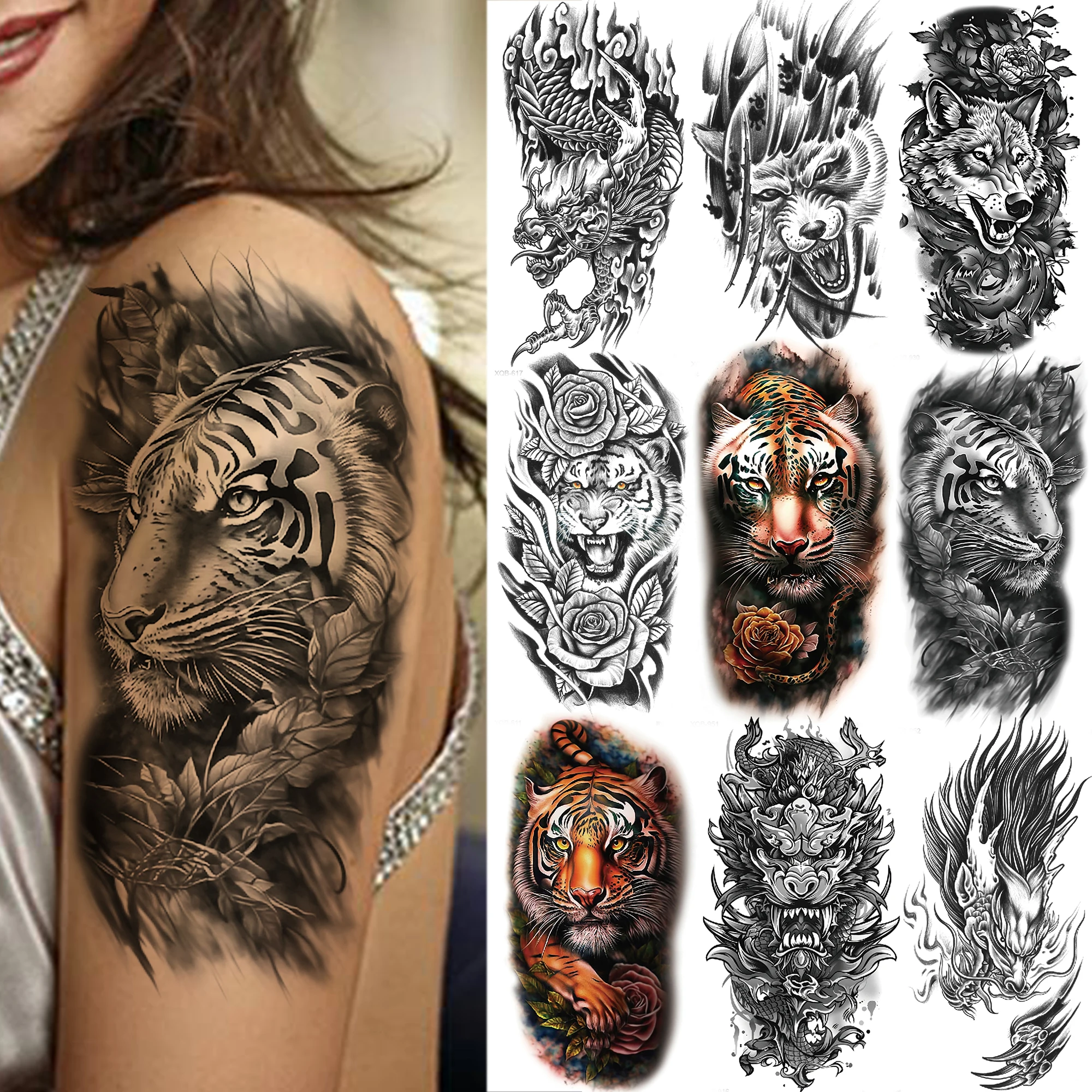 Shoulder Tattoo for Men Black: The Real Deal on Demon Tiger Dragon Wolf ...