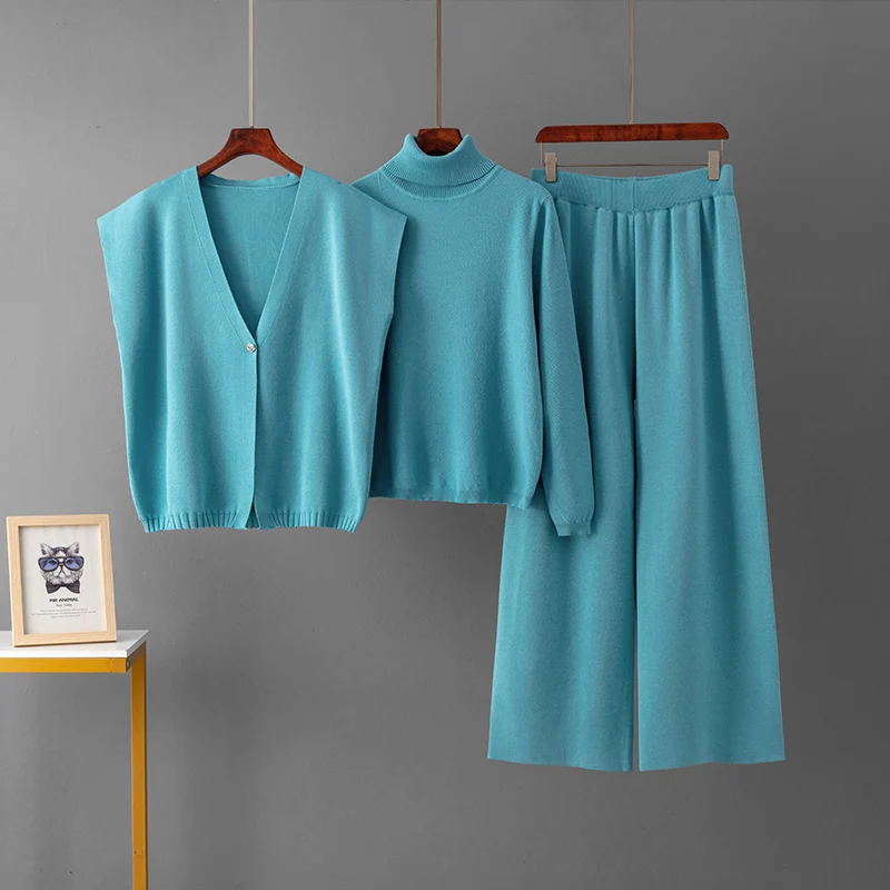 HLBCBG-trajes-de-tres-piezas-para-mujer-c-rdigan-de-punto-holgado-sin ...