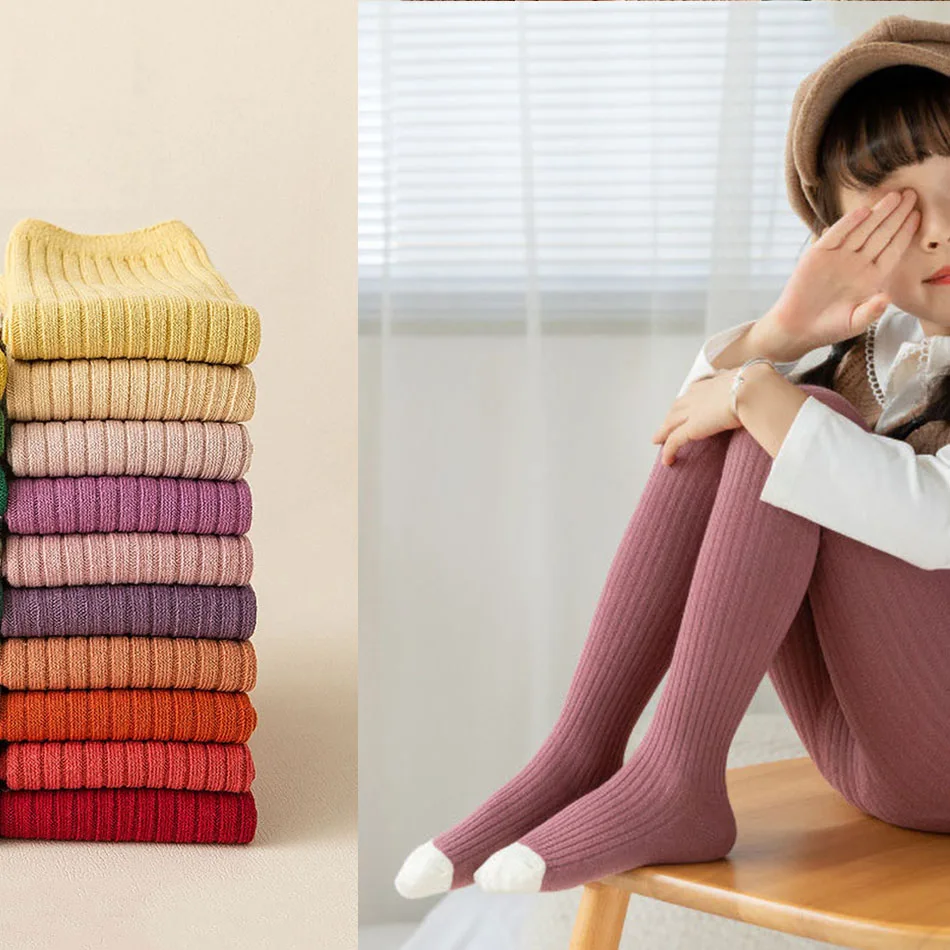 Collant-per-ragazze-collant-elasticizzati-per-bambini-Leggings-a-coste ...