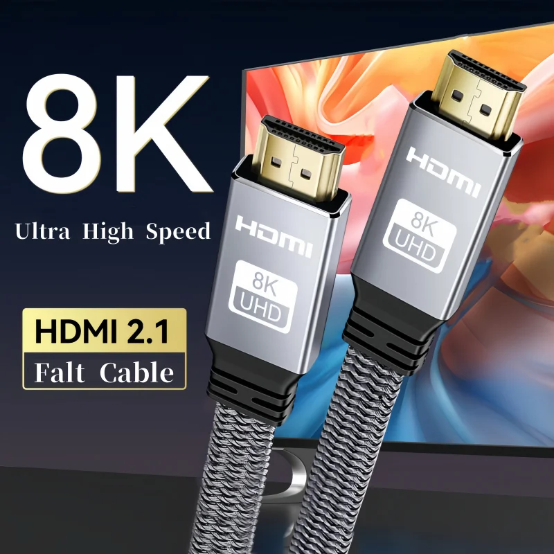 8K-HDMI-Flat-Cable-48Gbps-High-Speed-8K60-4K120-144Hz-Braided-HDMI-2-1 ...