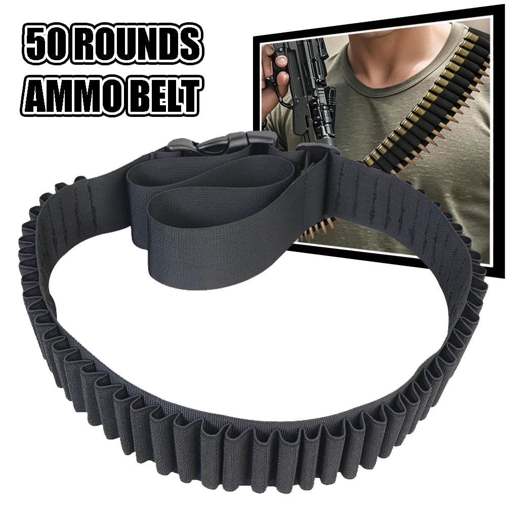 50 Rounds Ammo Belt Adjustable Rifle Cartridge Belt Tactical Ammo ...