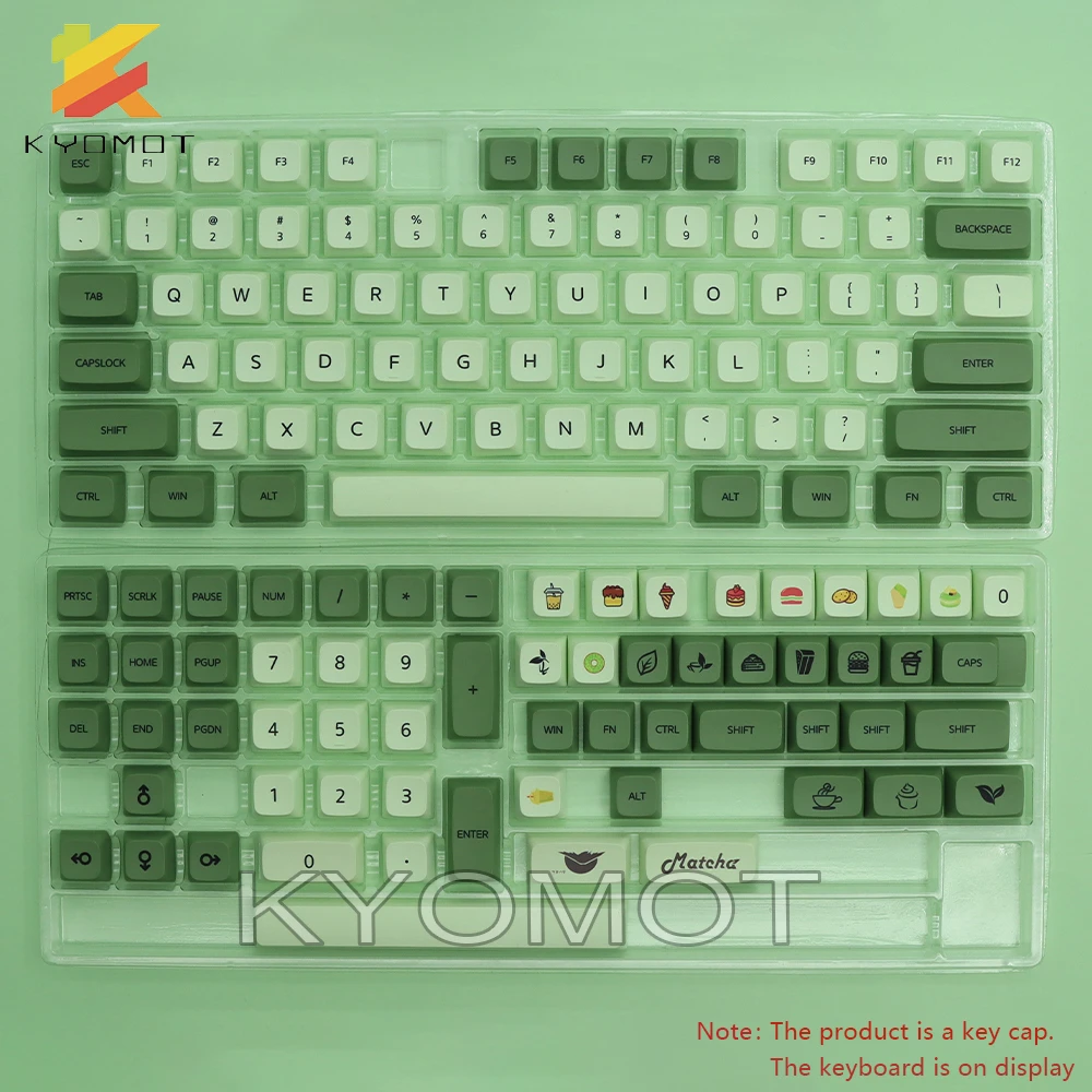 KYOMOT Matcha Light Green Cute DIY Keycaps PBT DYE-SUB XDA Keycaps for ...